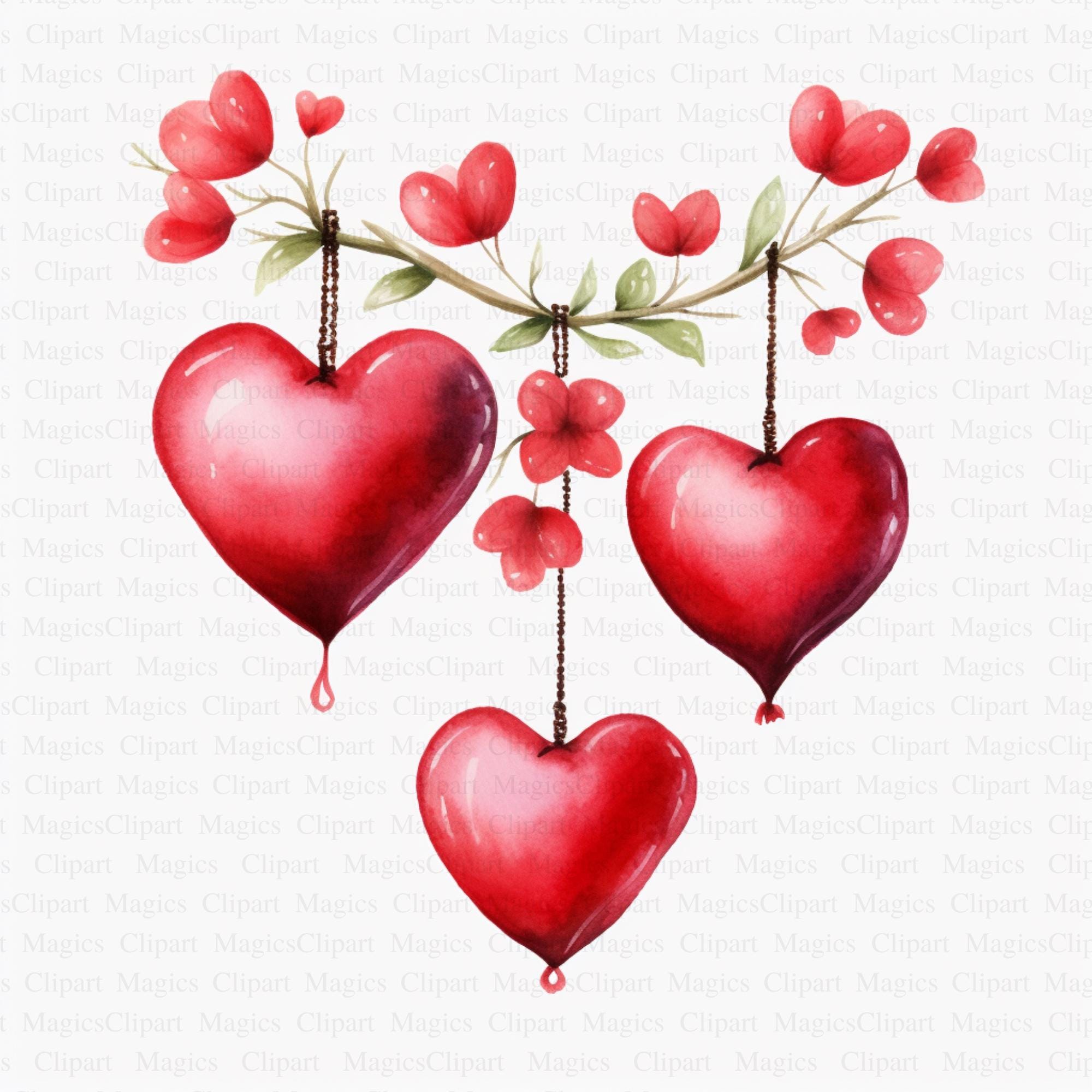 Hanging Hearts Clipart 5 High Quality Jpgs Digitaldownload Digital ...