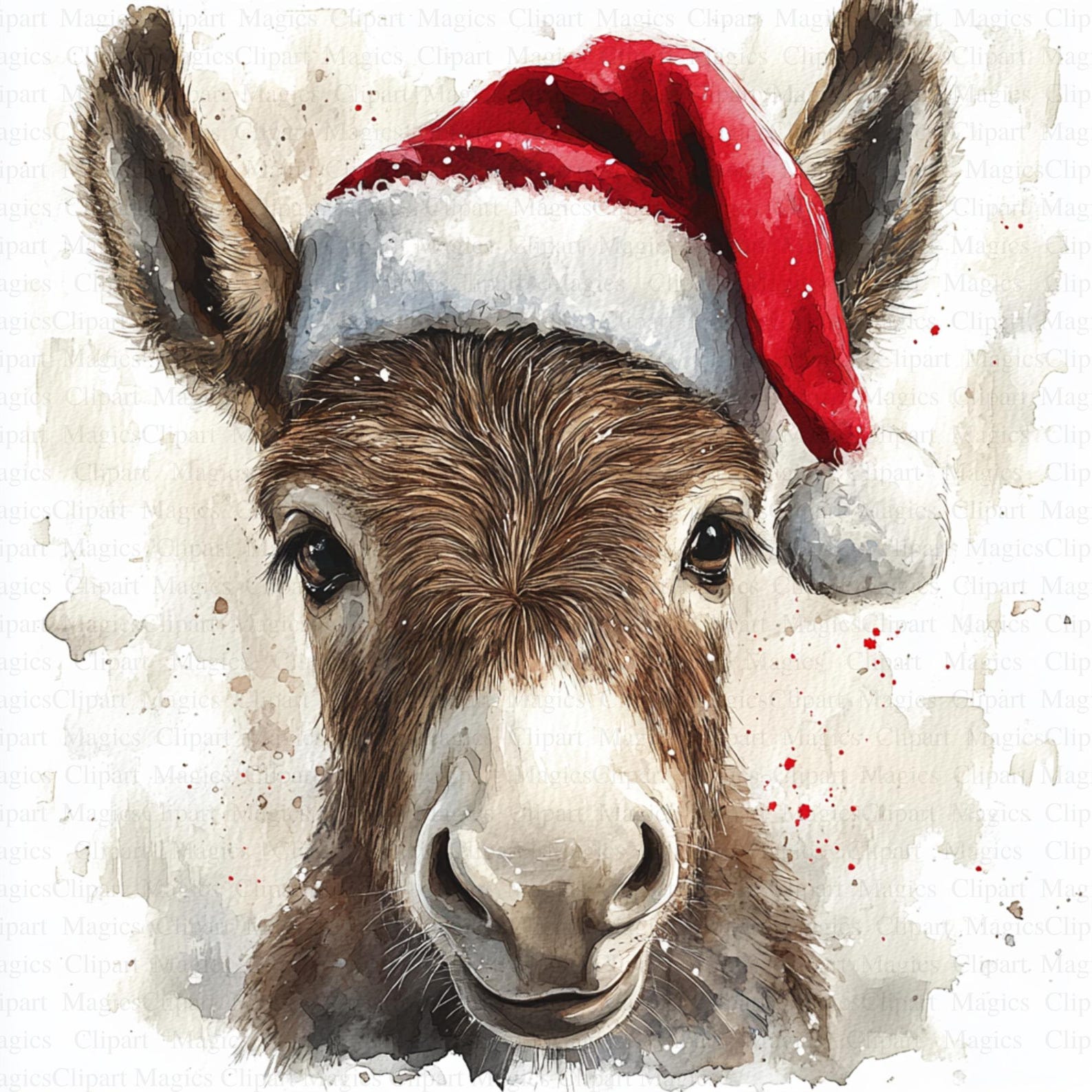 Donkey With Santa Hat Clipart 5 High Quality Jpgs Digital Download ...