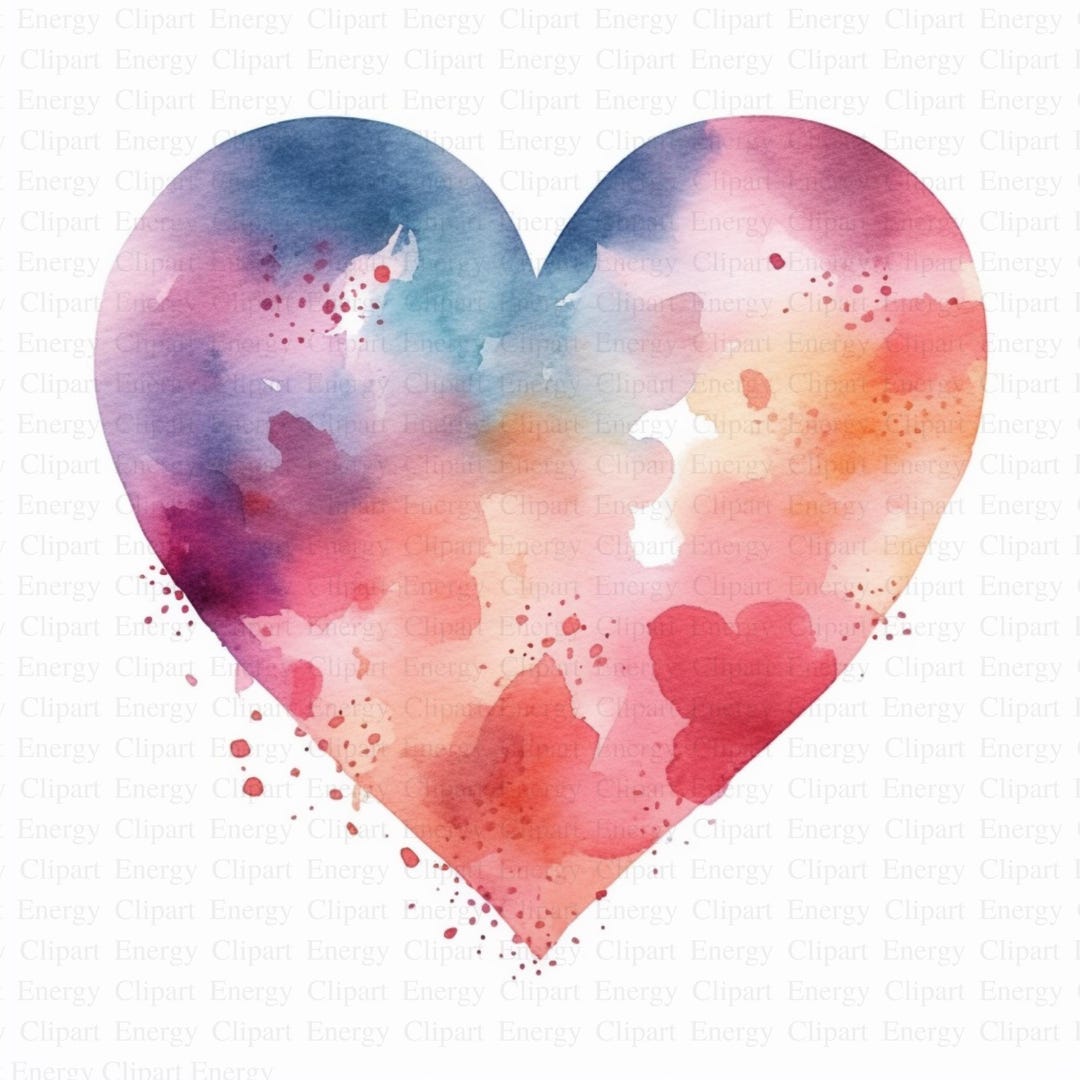 Watercolor Heart Clipart 5 High Quality Jpgs Digital Download Nursery ...