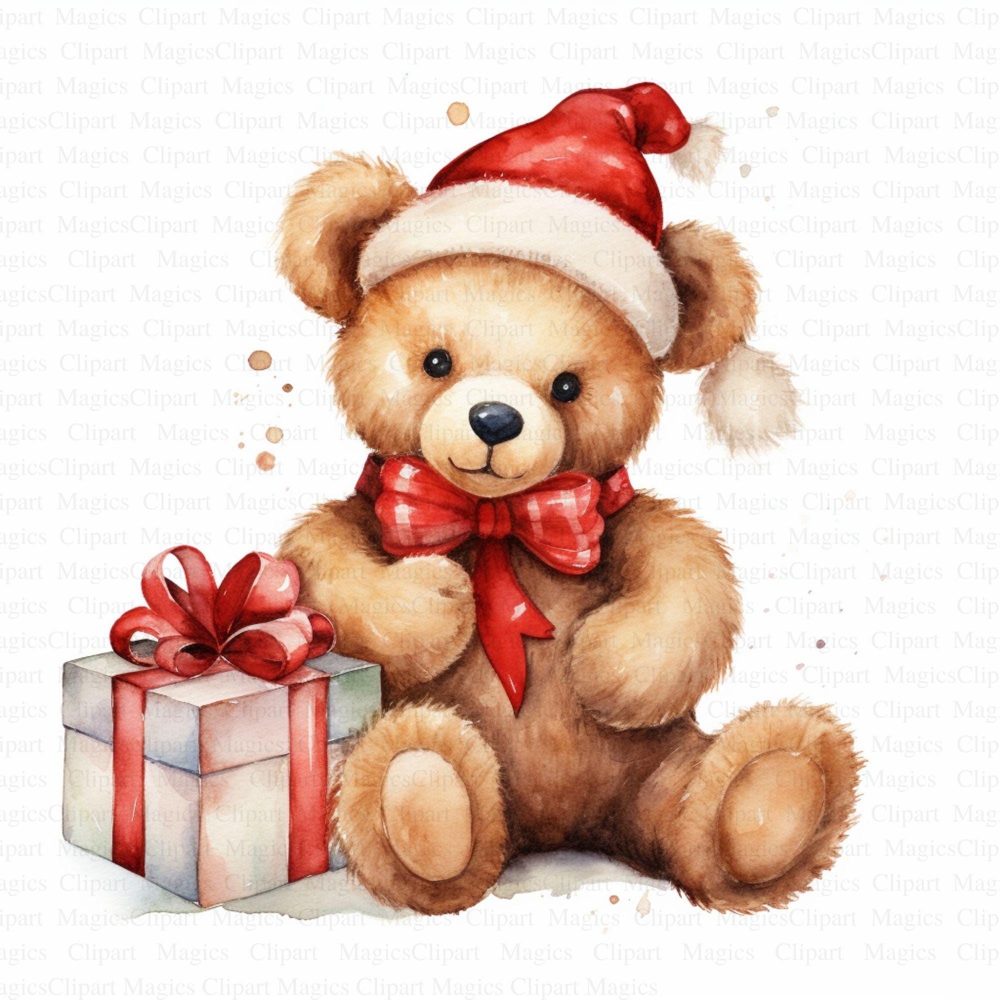 Christmas Teddy Bear Clipart | 5 High Quality Jpgs | Digital Download ...