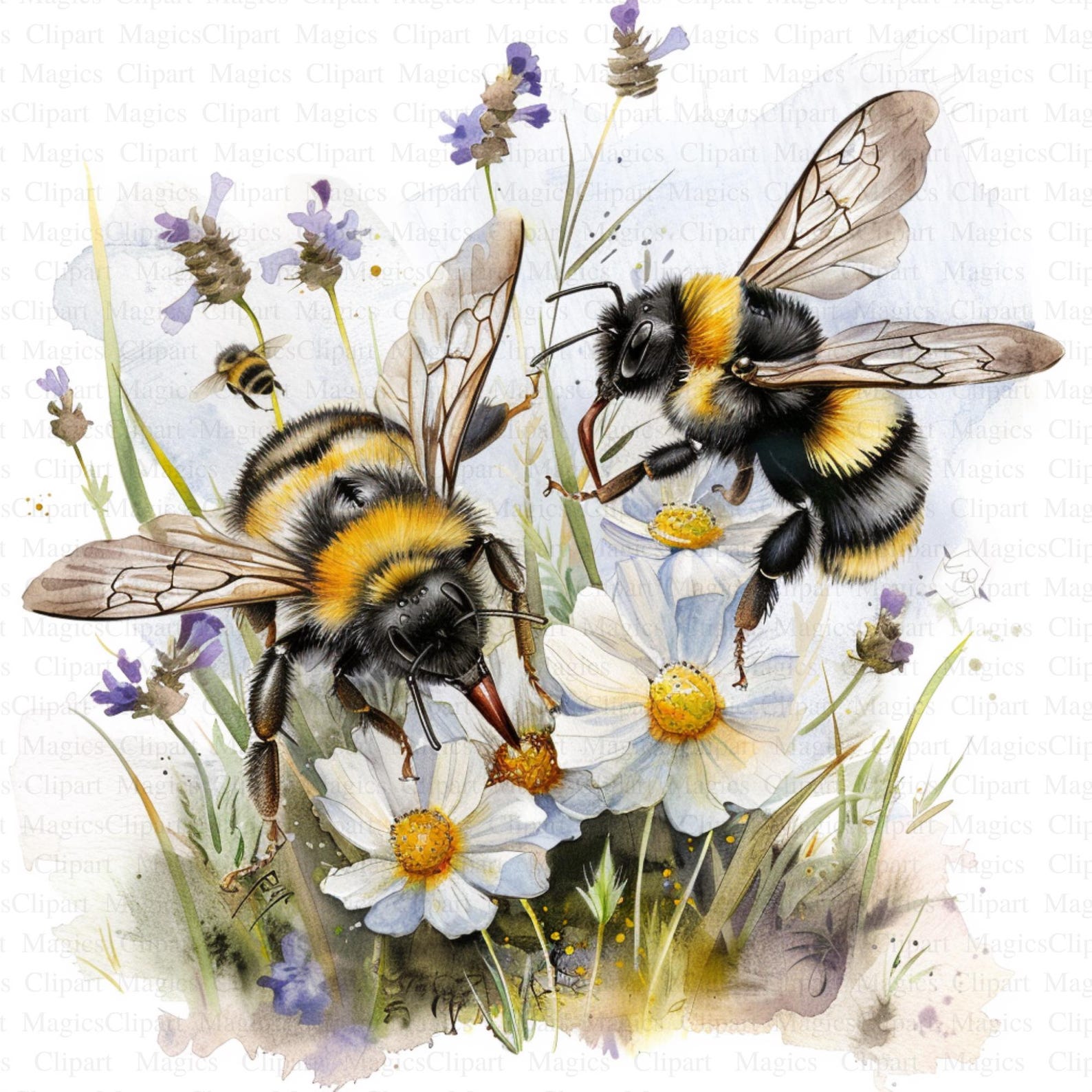 Buzzing Bees Clipart | 5 High Quality Jpgs | Digital Download ...