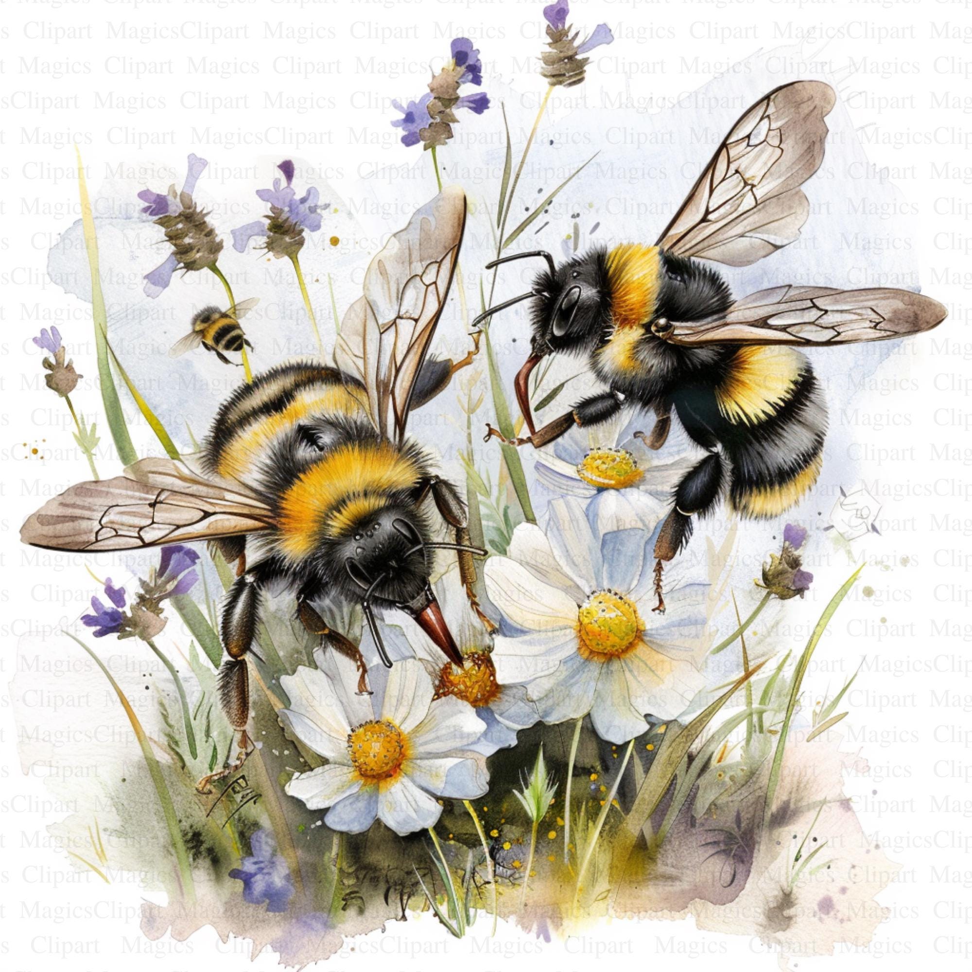 Buzzing Bees Clipart | 5 High Quality Jpgs | Digital Download ...