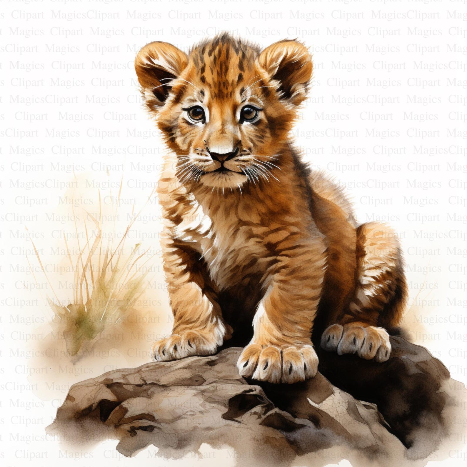 Cute Lion Cub Clipart 5 High Quality Jpgs Instant Digital Download Card ...