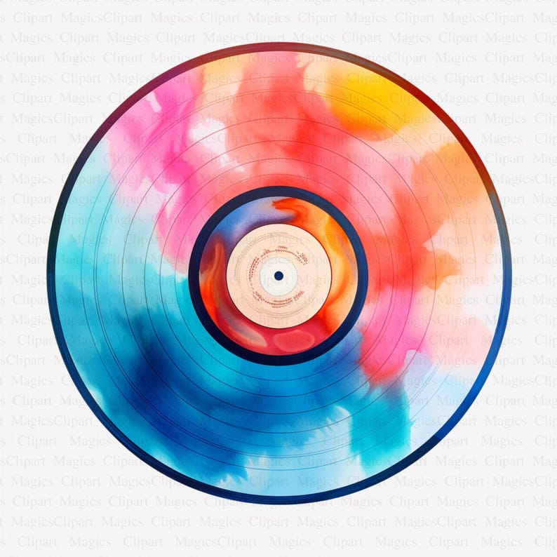 Colorful Vinyl Record Clipart | Mixed Media Jpgs (digital Download) - Etsy