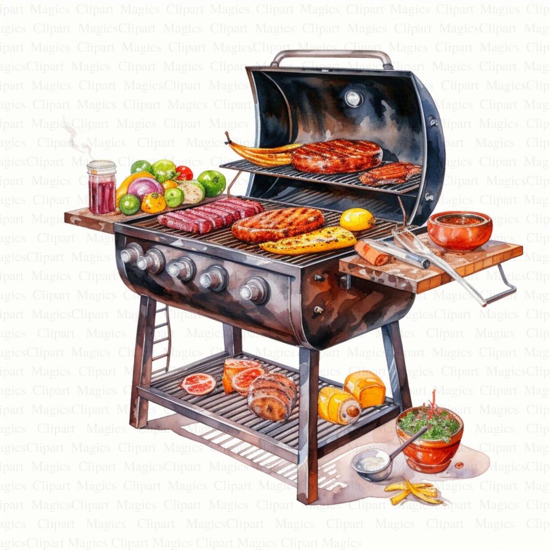 BBQ Grill Clipart | 5 High Quality Jpgs | Instant Digital Download ...