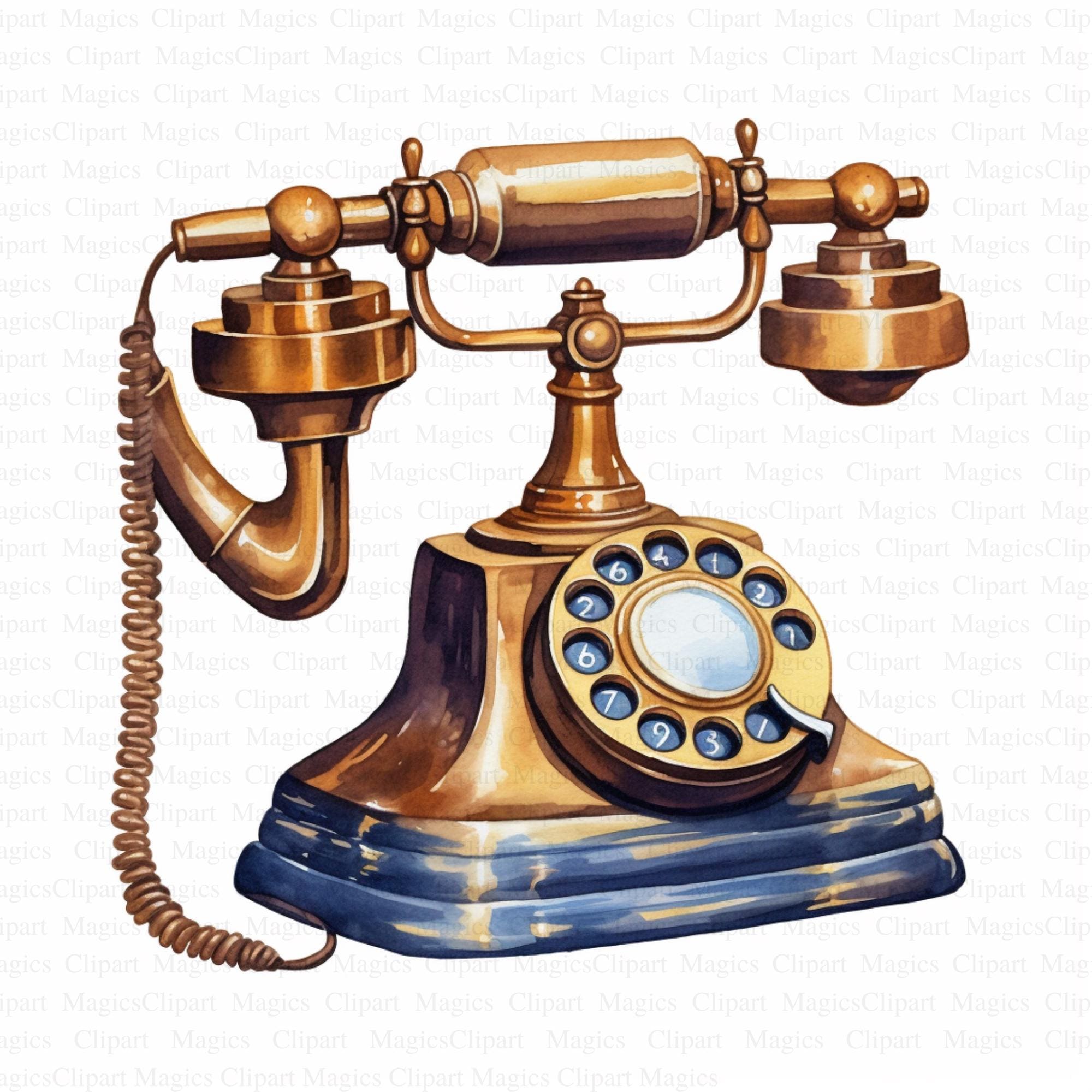 Old Fashioned Phone Clipart 5 High Quality Jpgs Digital Download Phone ...