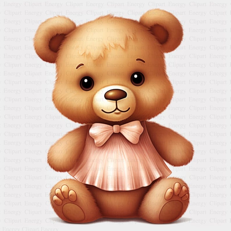 Cartoon Teddy Bear Clipart | 5 High Quality Jpgs | Instant Digital ...
