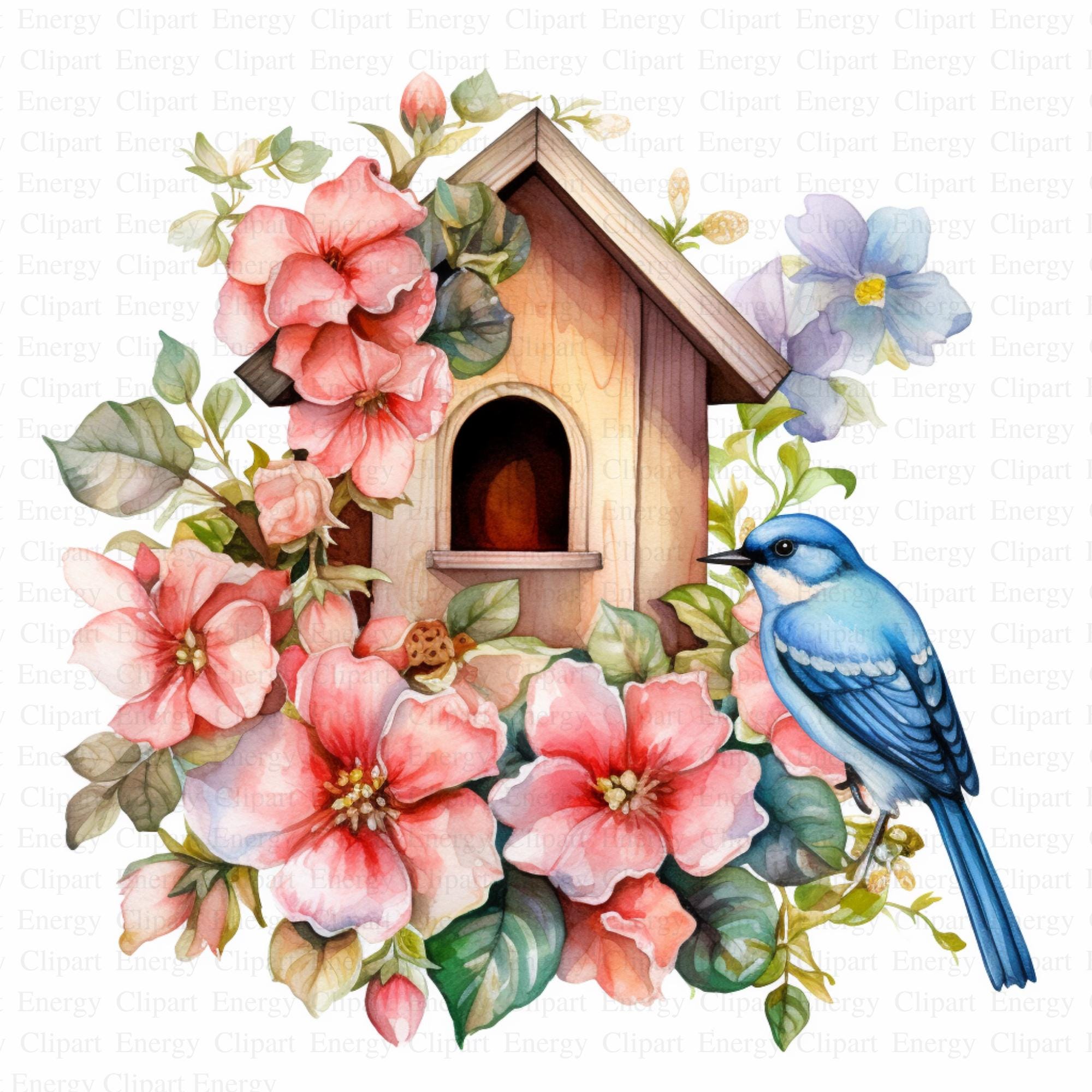 Bird House Clipart 5 High Quality Jpgs Instant Digital Download Card ...