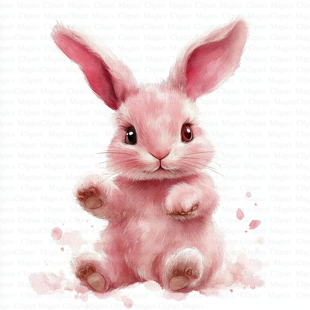 Pink Fluffy Bunny Clipart 5 High Quality Jpgs Digital Download Wall Art ...