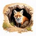 Fox Den Clipart | Watercolor Animal Illustration (digital Download) - Etsy