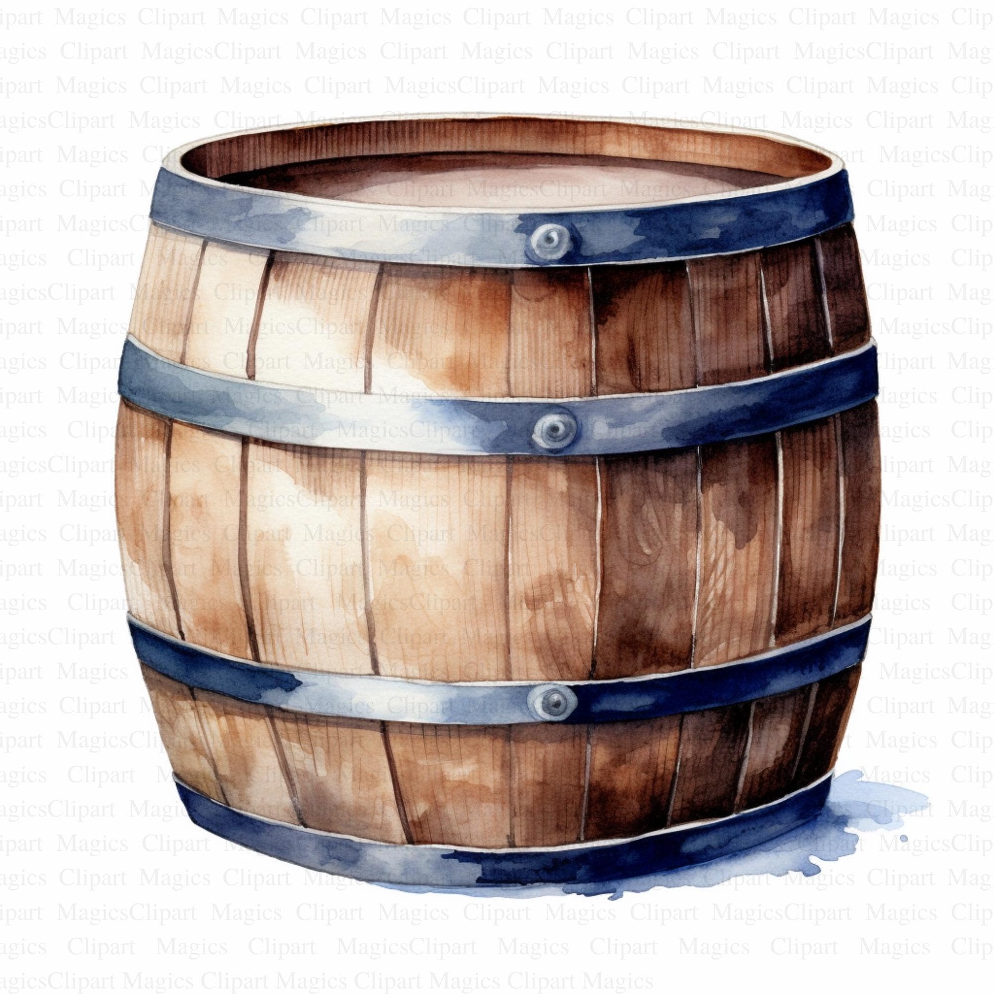 Rustic Wooden Barrels Clipart 5 High Quality Jpgs Digital Download Card ...