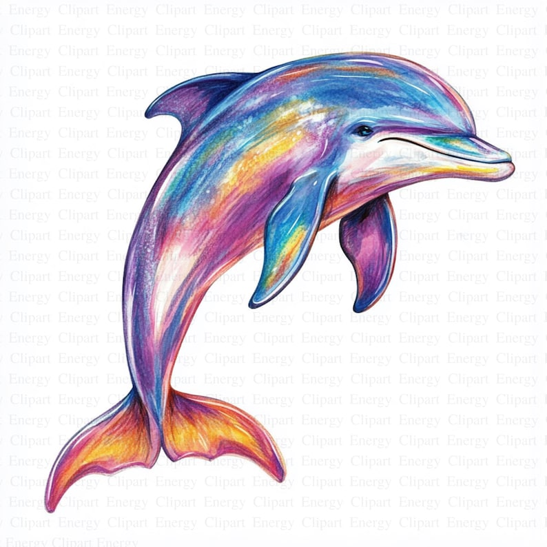 Colorful Dolphins Clipart | 5 High Quality Jpgs | Digital Download ...