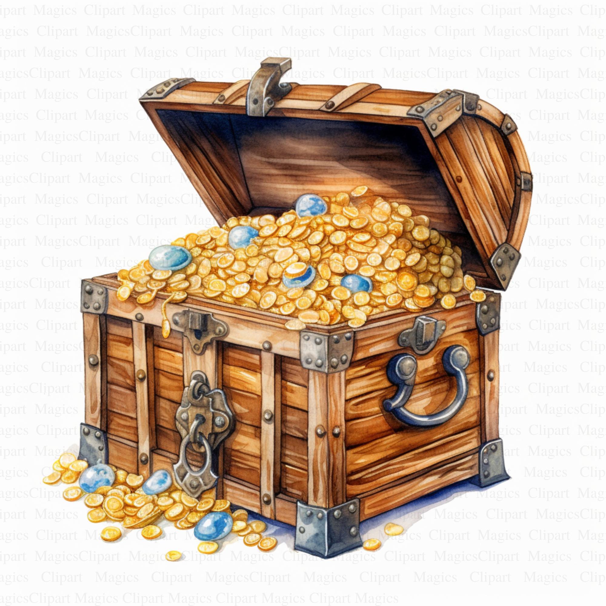 Treasure Chest Clipart | 5 High Quality Jpgs | Instant Digital Download ...