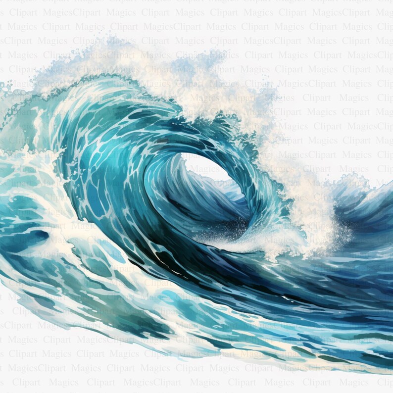 Ocean Waves Clipart 5 High Quality Jpgs Digitaldownload Card Making ...