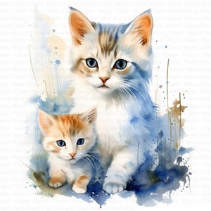 Cat and Kitten Clipart 5 High Quality Jpgs Digital Download Kitten Love ...