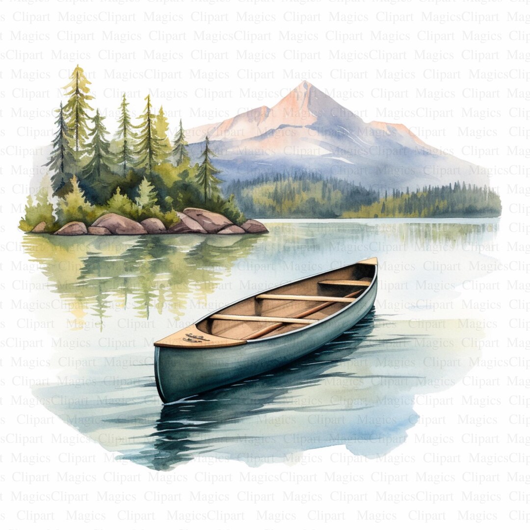 Vintage Canoe Clipart 5 High Quality Jpgs Digitaldownload Digital Paper ...