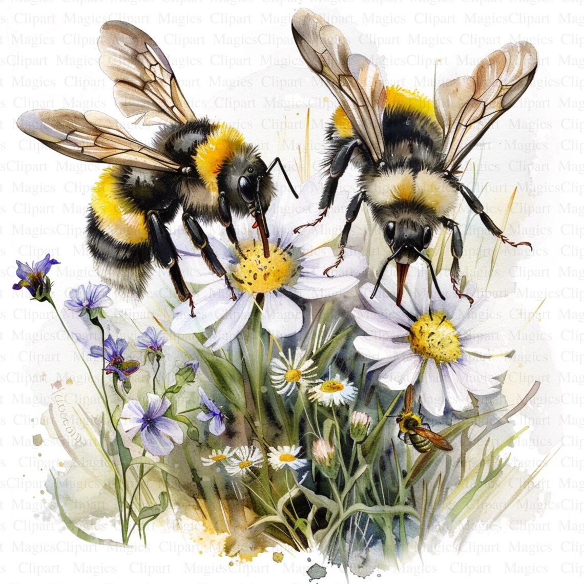 Buzzing Bees Clipart | 5 High Quality Jpgs | Digital Download ...