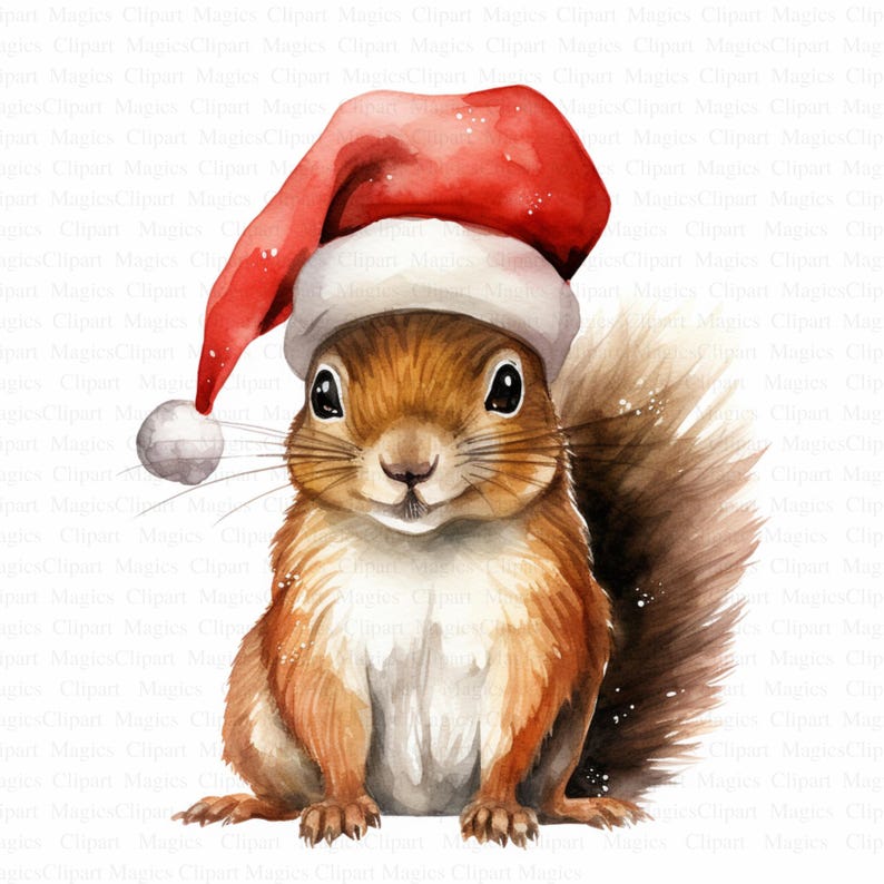Squirrel Christmas Hat Clipart | 5 High Quality Jpgs | Digital Download ...