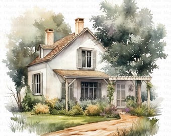 Farmhouse Clipart 10 High Quality Jpgs Digital Download Card Making ...