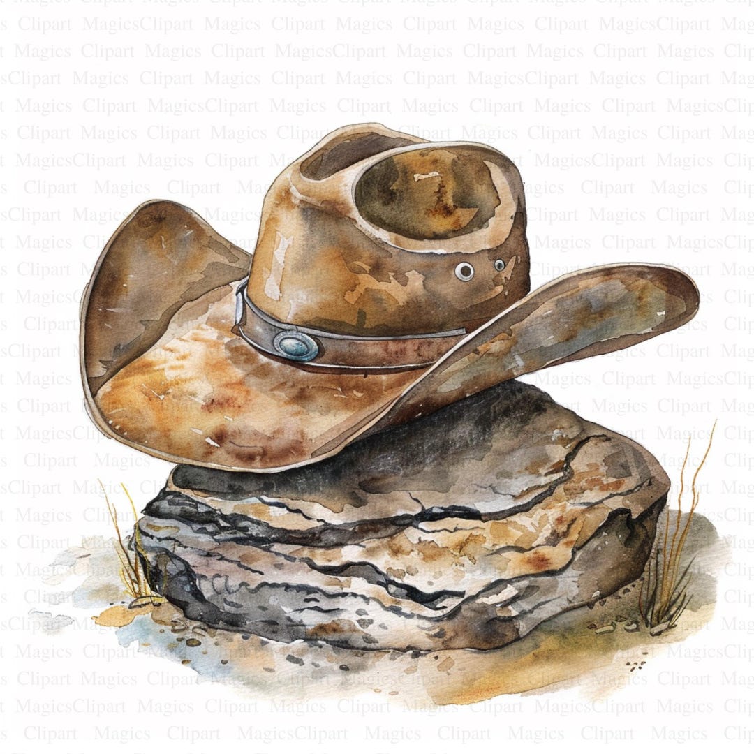 Watercolor Cowboy Hat Clipart | Rustic Nursery Art (digital Download ...