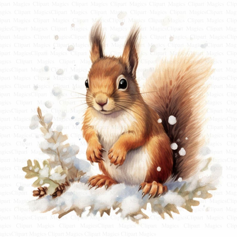 Winter Squirrels Clipart | 5 High Quality Jpgs | Digital Download ...
