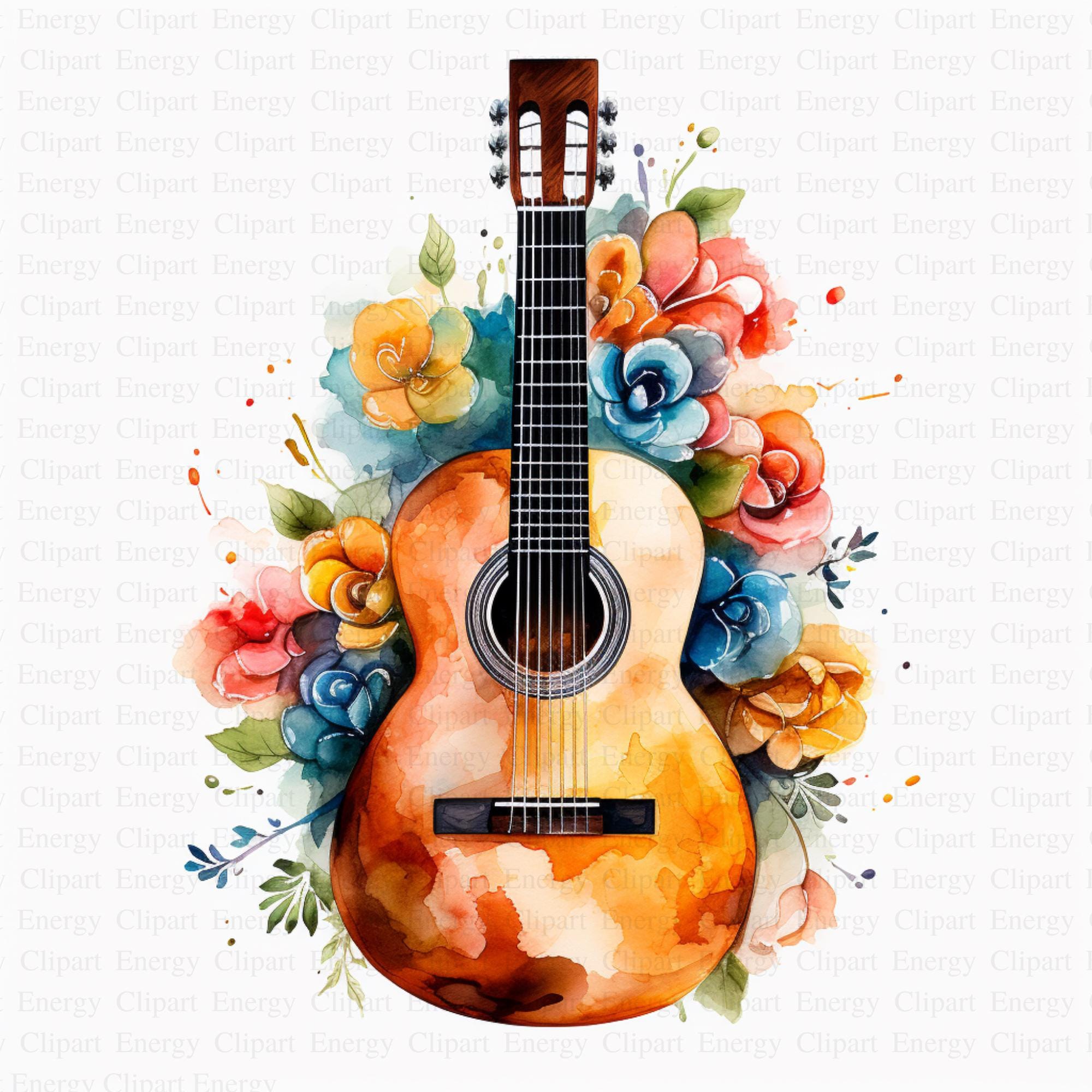 Acoustic Guitar Clipart 5 High Quality Jpgs Instant Digital Download ...
