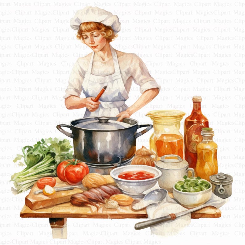 Old Fashioned Cooking Clipart 5 High Quality Jpgs Instant Digital ...