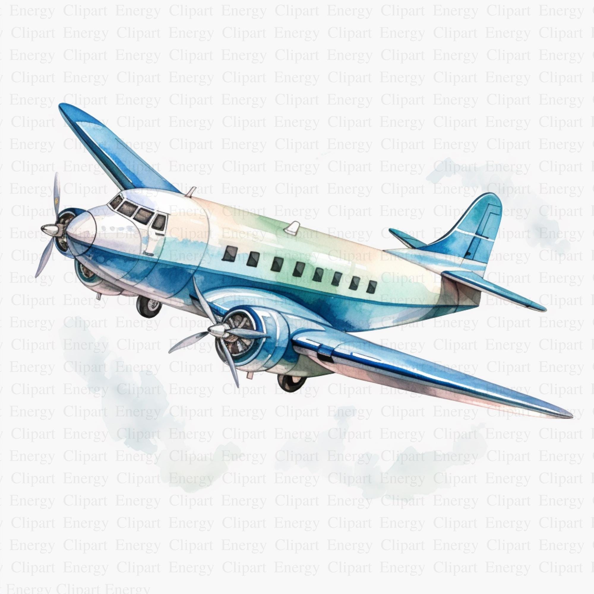 Airplane Clipart 5 High Quality Jpgs Digital Download Airplane Clipart ...