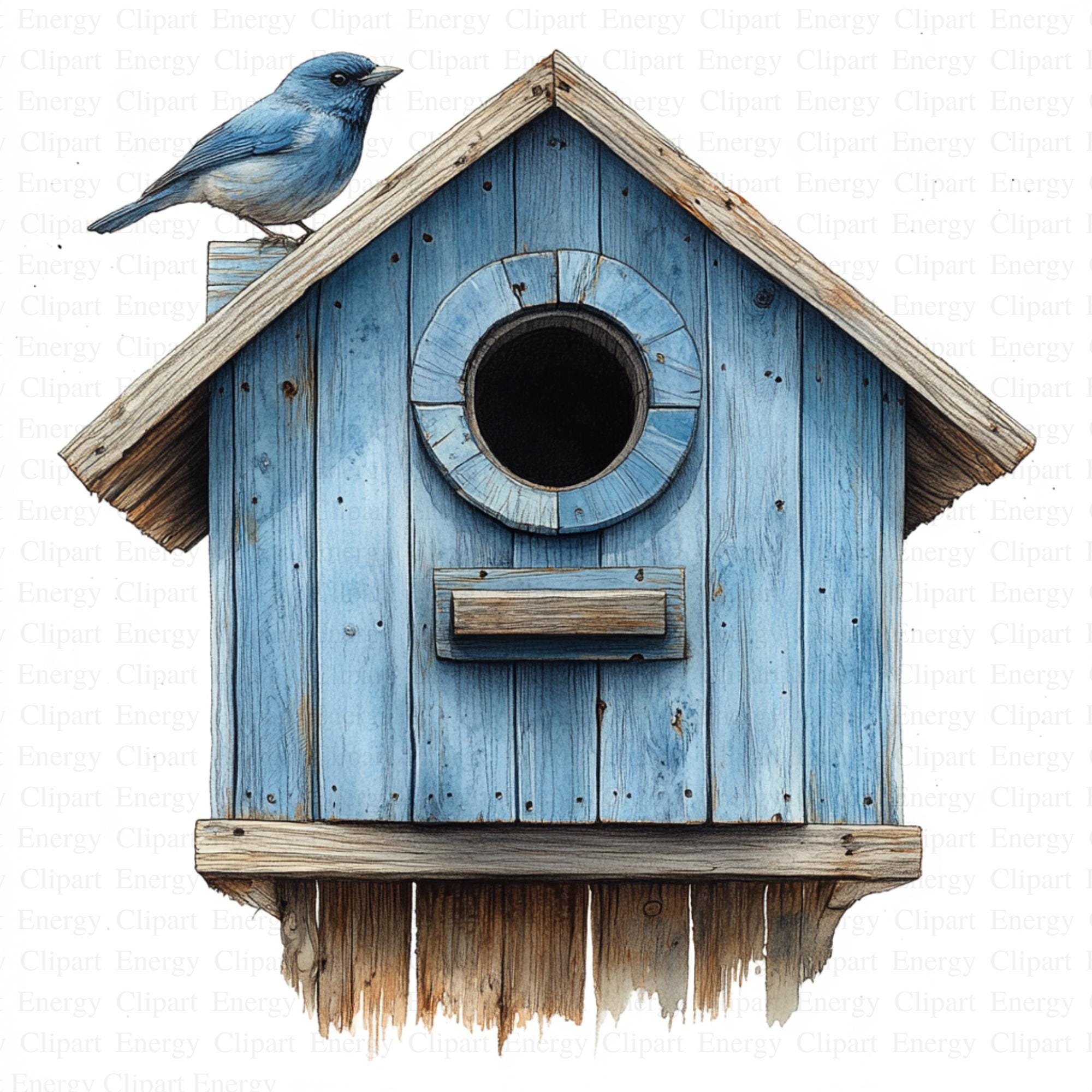 Birdhouse Clipart 5 High Quality Jpgs Digital Download Nursery Art Card ...