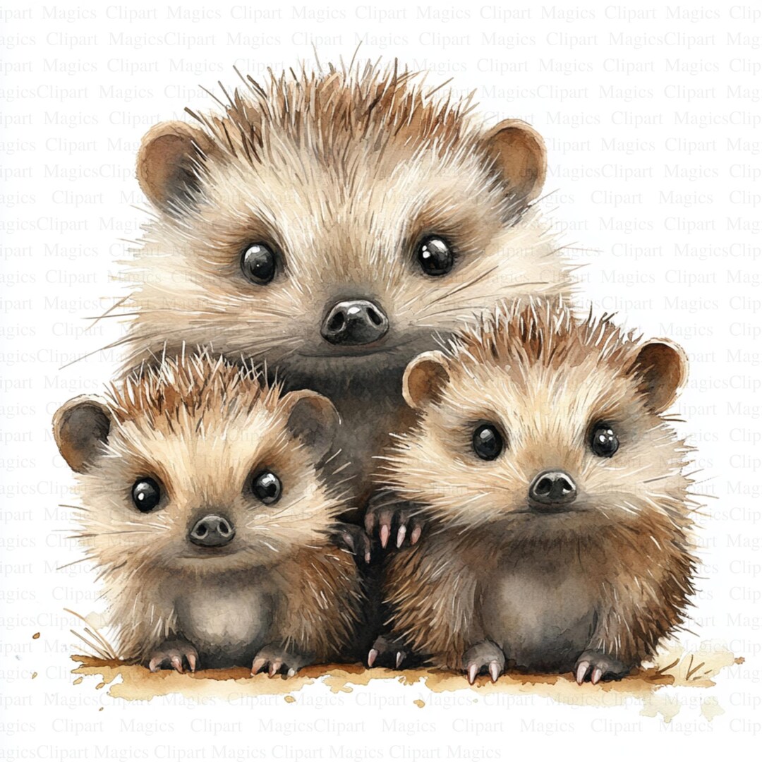 Hedgehog Family Clipart 5 High Quality Jpgs Digitaldownload Wall Art ...