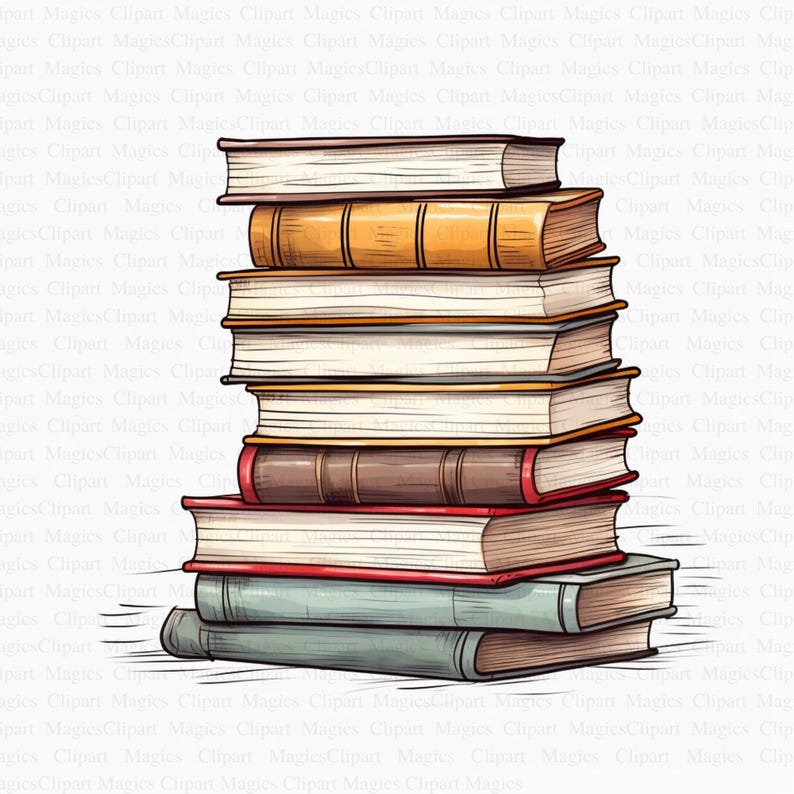 Stack of Books Clipart | 5 High Quality Jpgs | Instant Digital Download ...