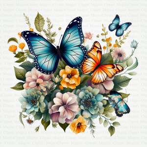 Florals Butterfly Clipart | 5 High Quality Jpgs | Digital Download ...