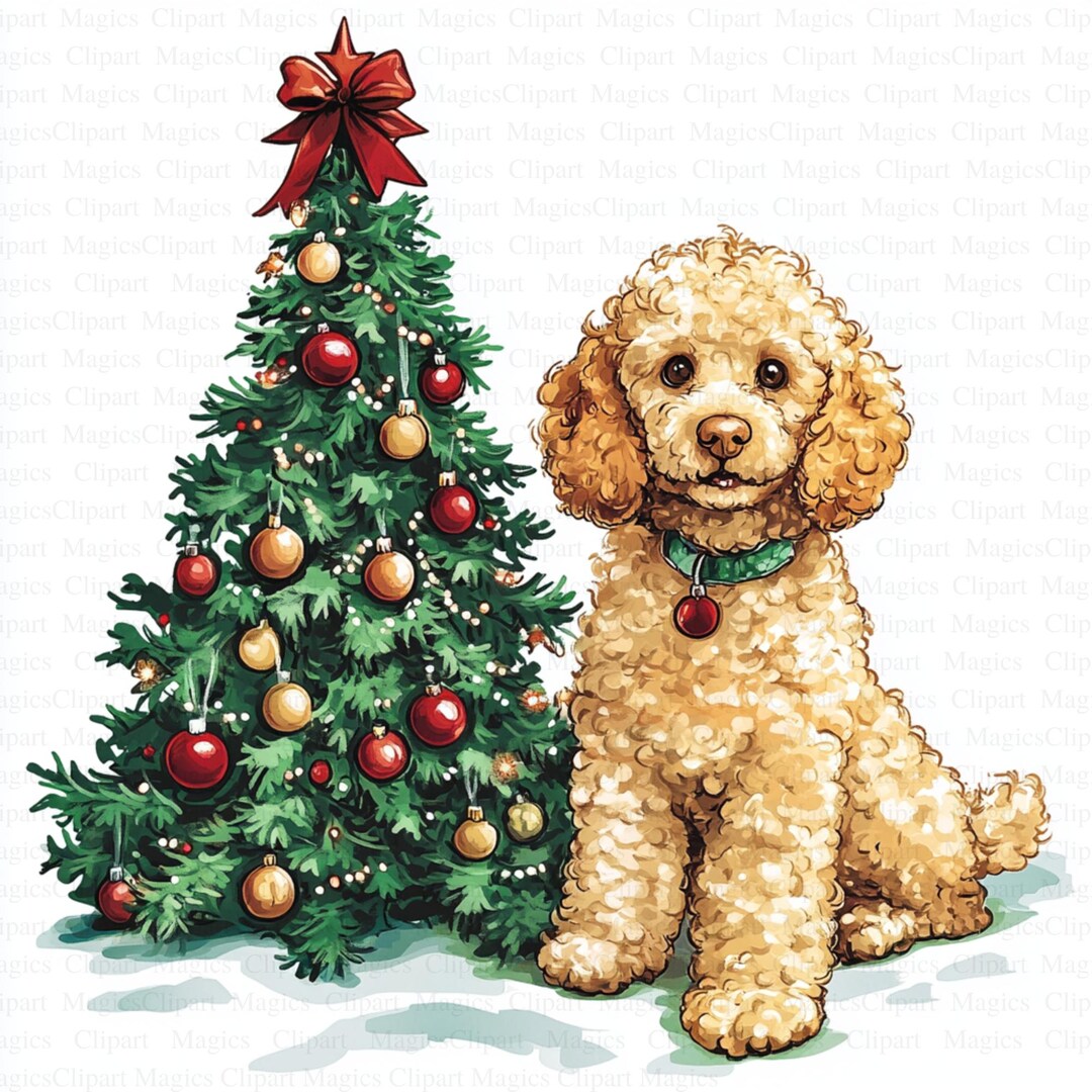 Christmas Poodle Clipart 5 High Quality Jpgs Digitaldownload Pudel ...
