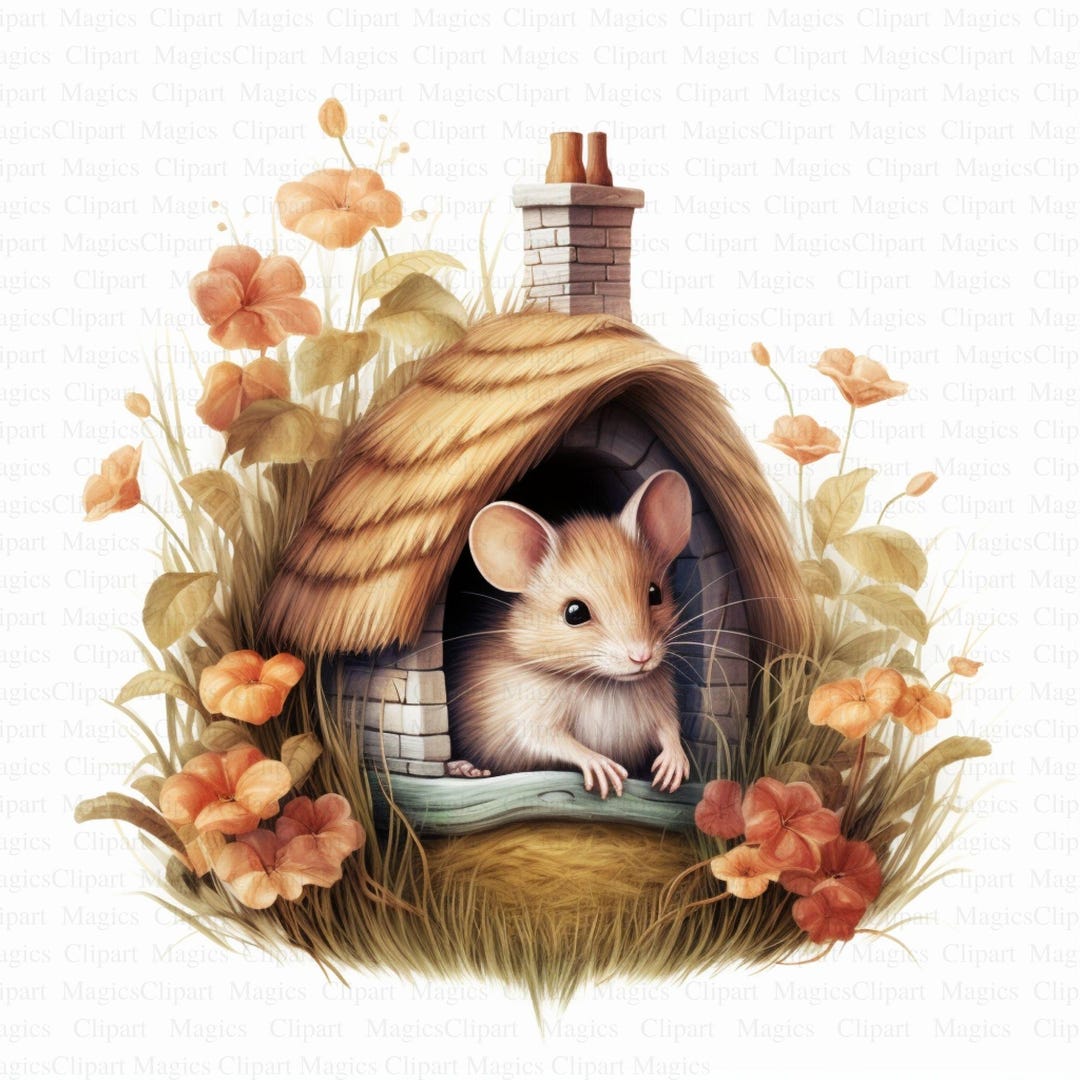 Mouse House Clipart 5 High Quality Jpgs Digitaldownload Mixed Media ...