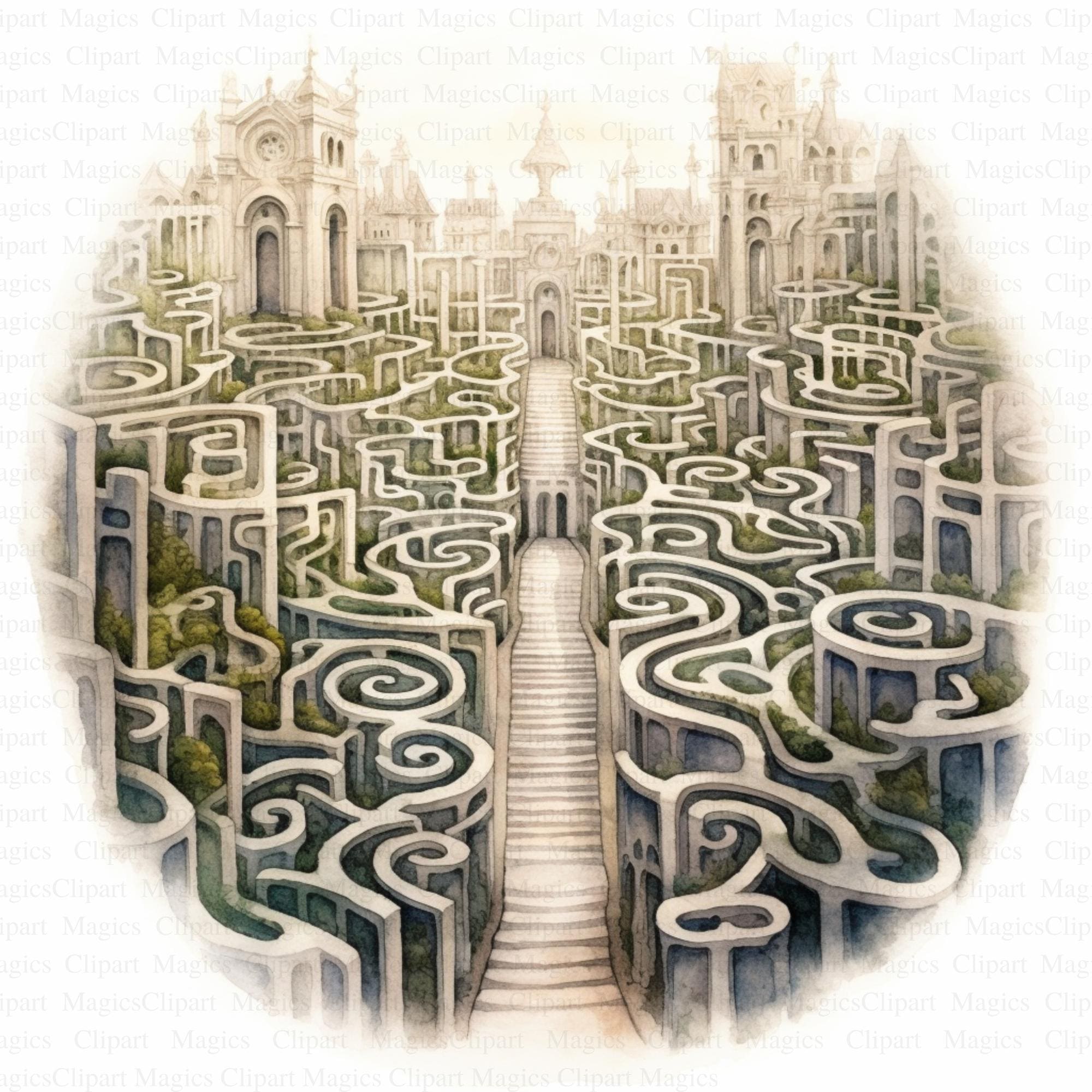 Labyrinth Clipart | 5 High Quality Jpgs | Digital Download | Antique ...