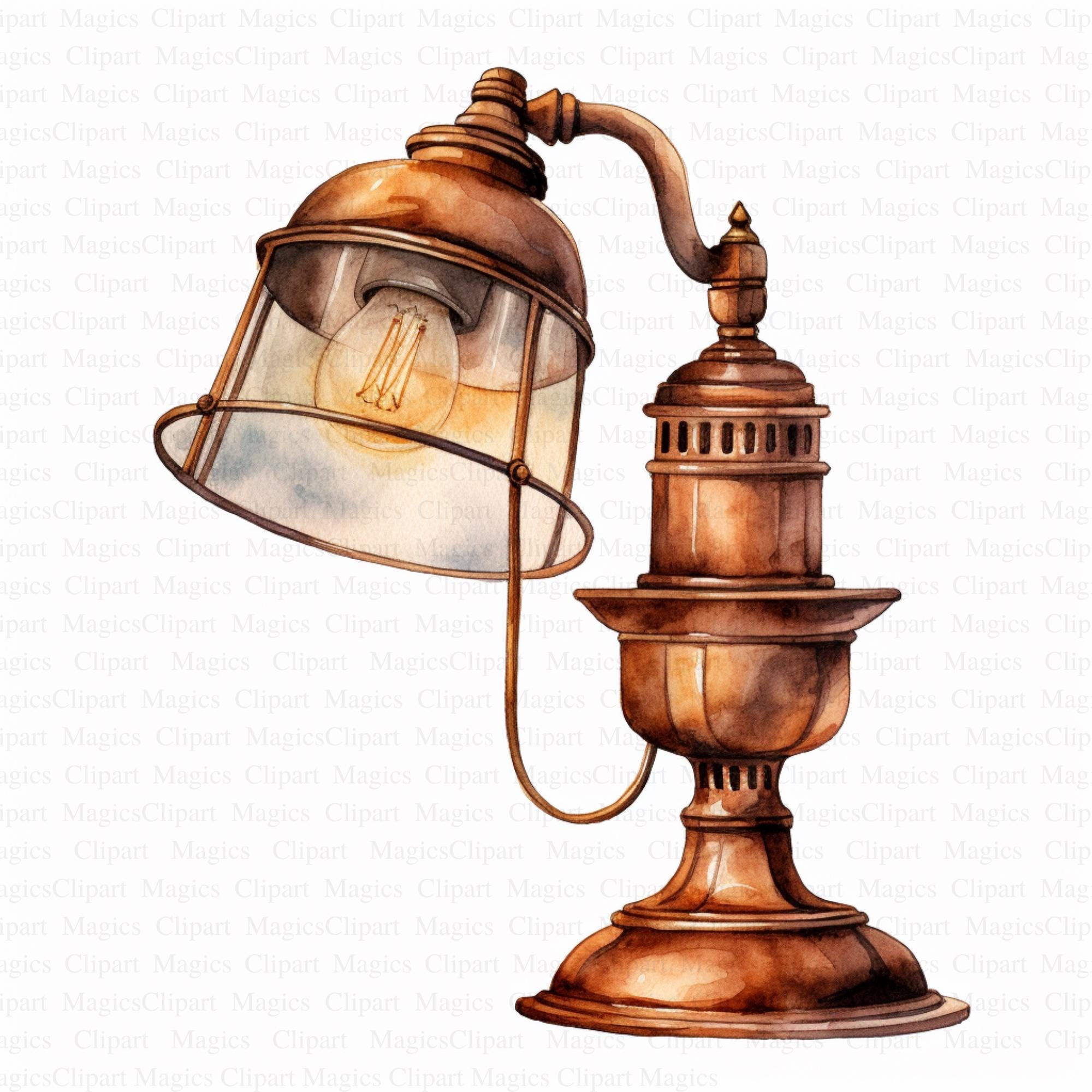 Old Fashioned Lamp Clipart 5 High Quality Jpgs Digitaldownload Lights ...