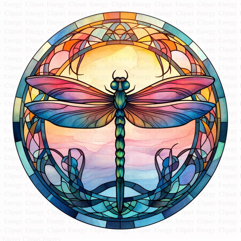 Stained Glass Dragonfly Clipart 5 High Quality Jpgs Digital Download ...