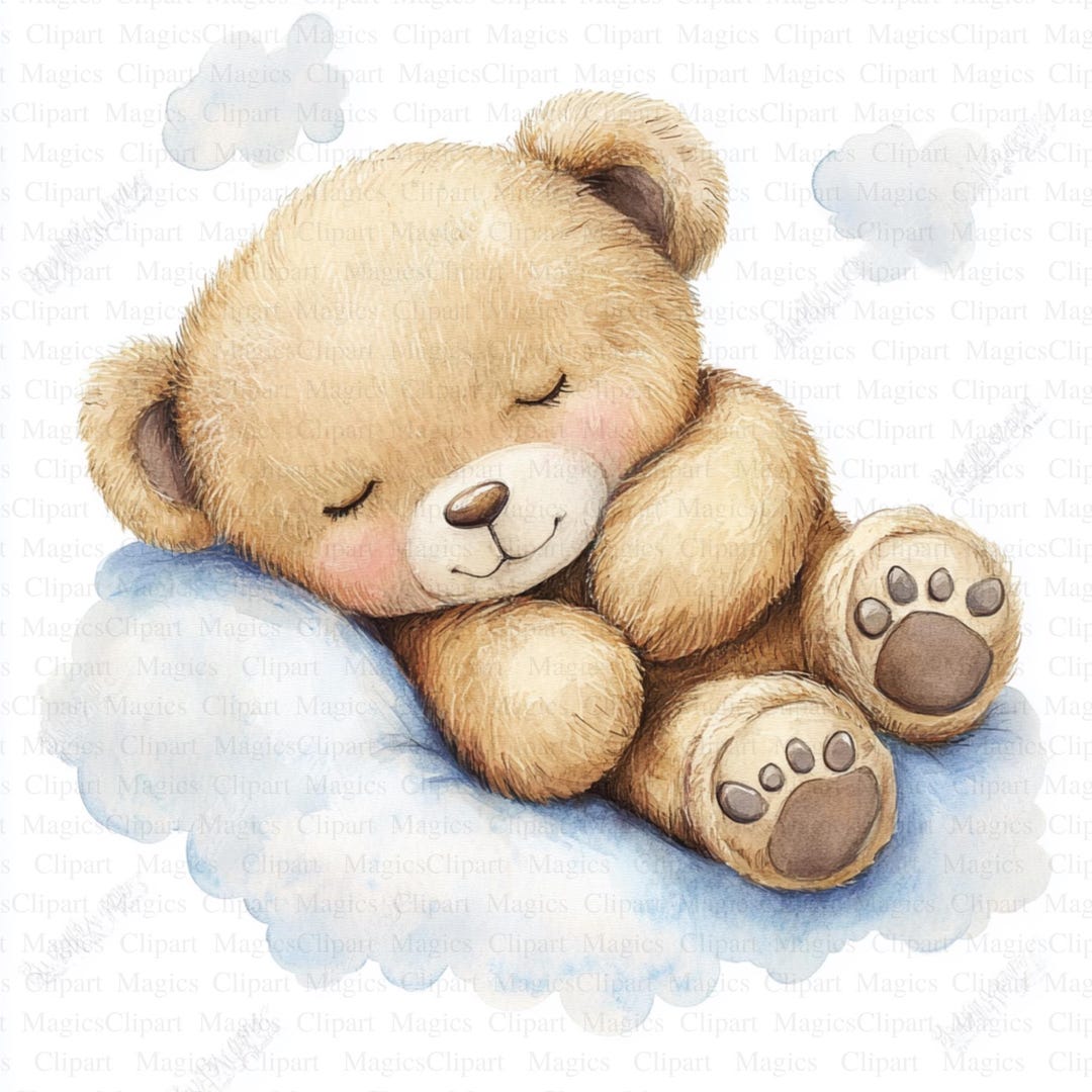 Sleeping Teddy Bears Clipart | 5 High Quality Jpgs | Digital Download ...