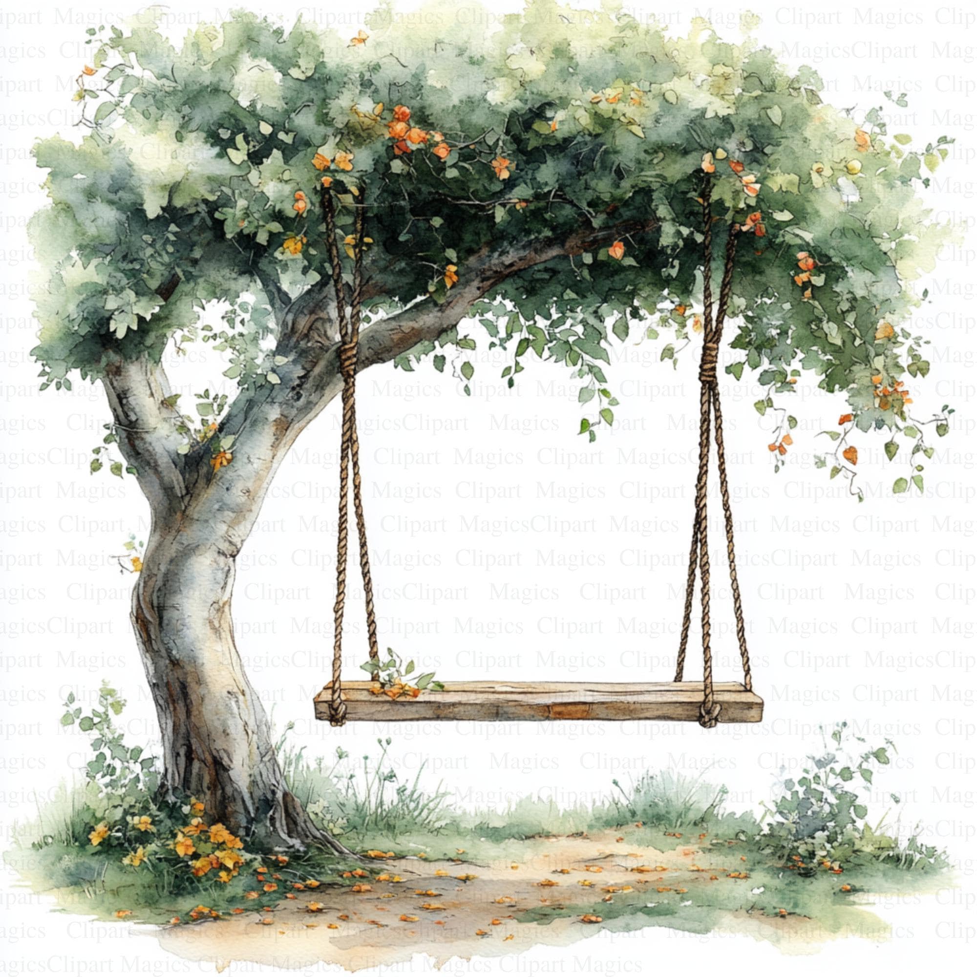 Swing in Tree Clipart | 5 High Quality Jpgs | Digital Download | Junk ...