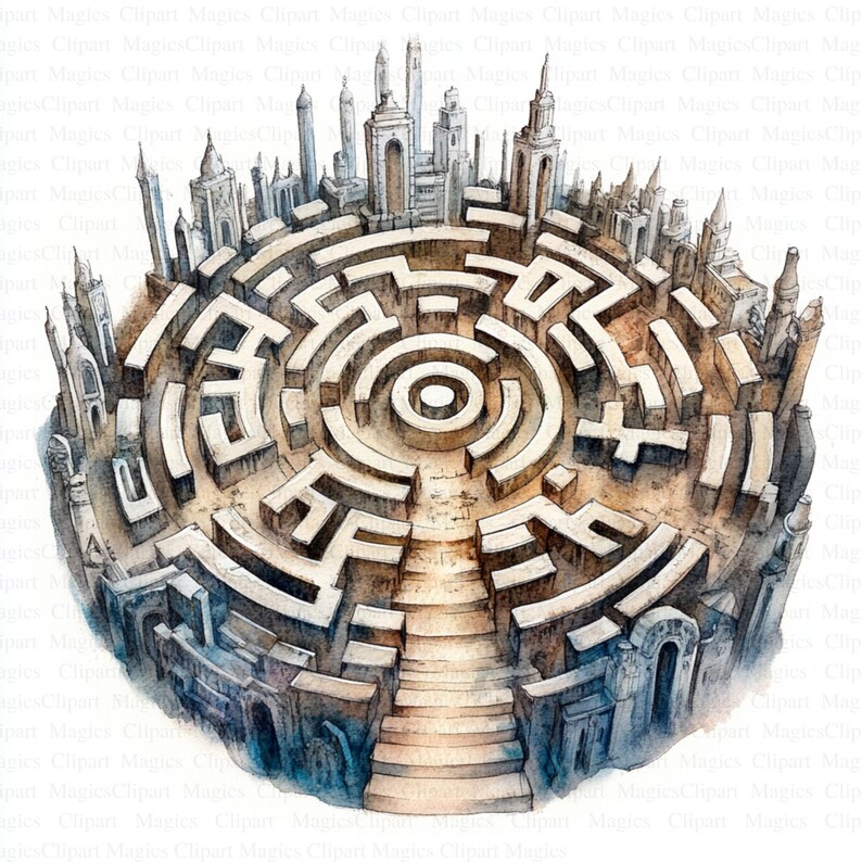 Labyrinth Clipart 5 High Quality Jpgs Digitaldownload Clip Art Ancient ...