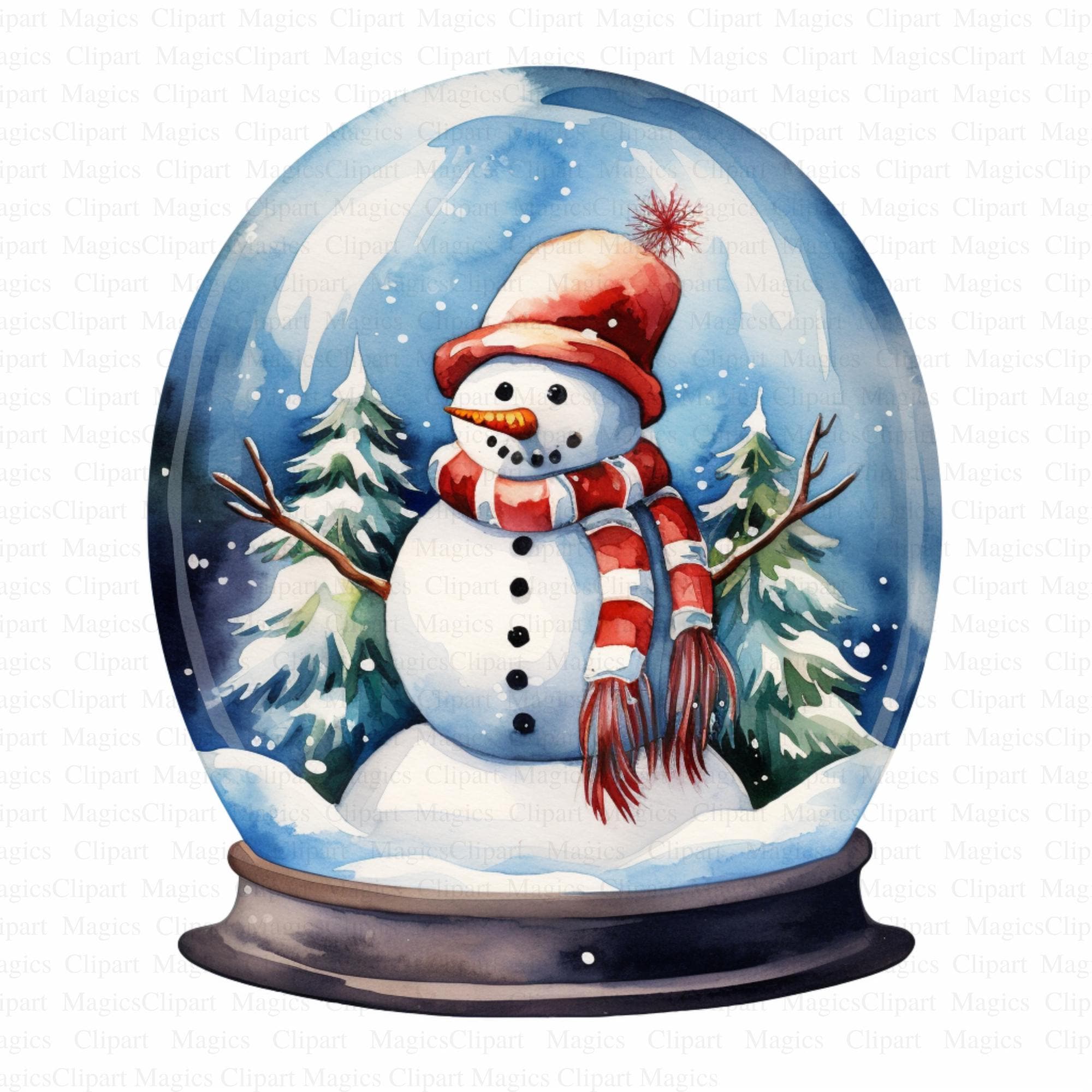 Snowman Christmas Snow Globe Clipart 5 High Quality Jpgs ...
