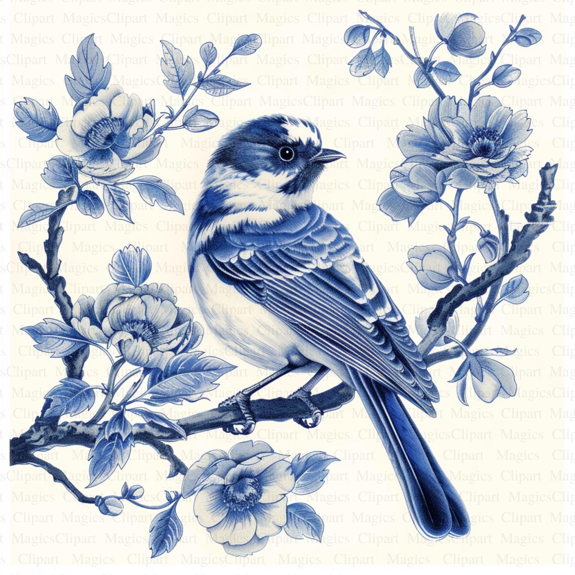 Blue Delft Birds Clipart 5 High Quality Jpgs Digital Download Bird ...