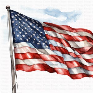 Watercolor American Flag Clipart 5 High Quality Jpgs Digital Download ...