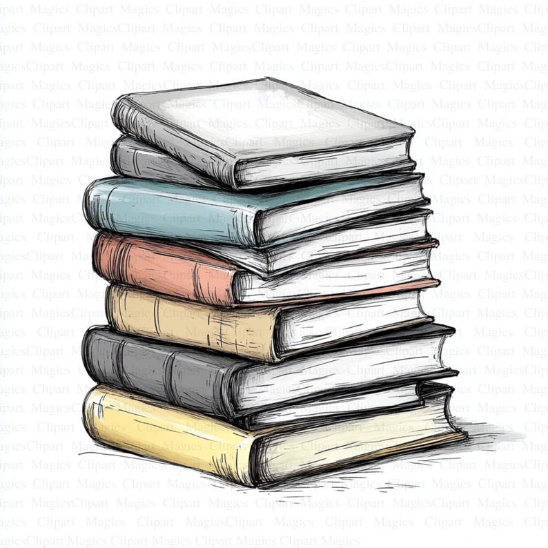 Stack of Books Clipart | 5 High Quality Jpgs | Instant Digital Download ...