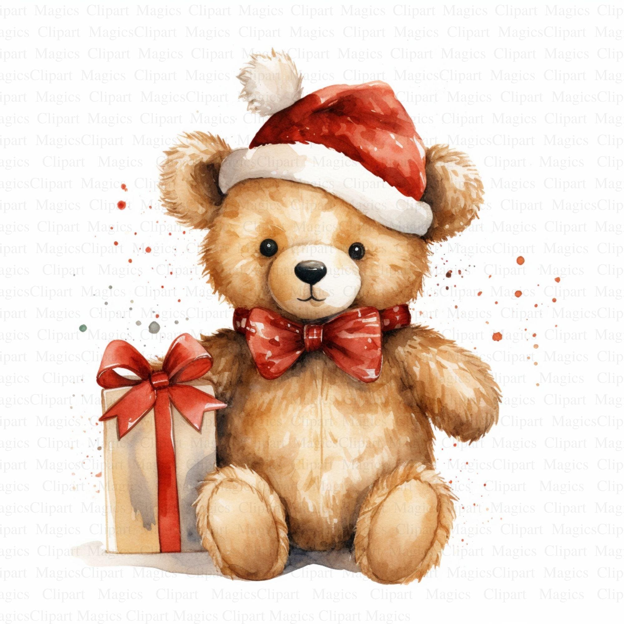Christmas Teddy Bear Clipart | 5 High Quality Jpgs | Digital Download ...