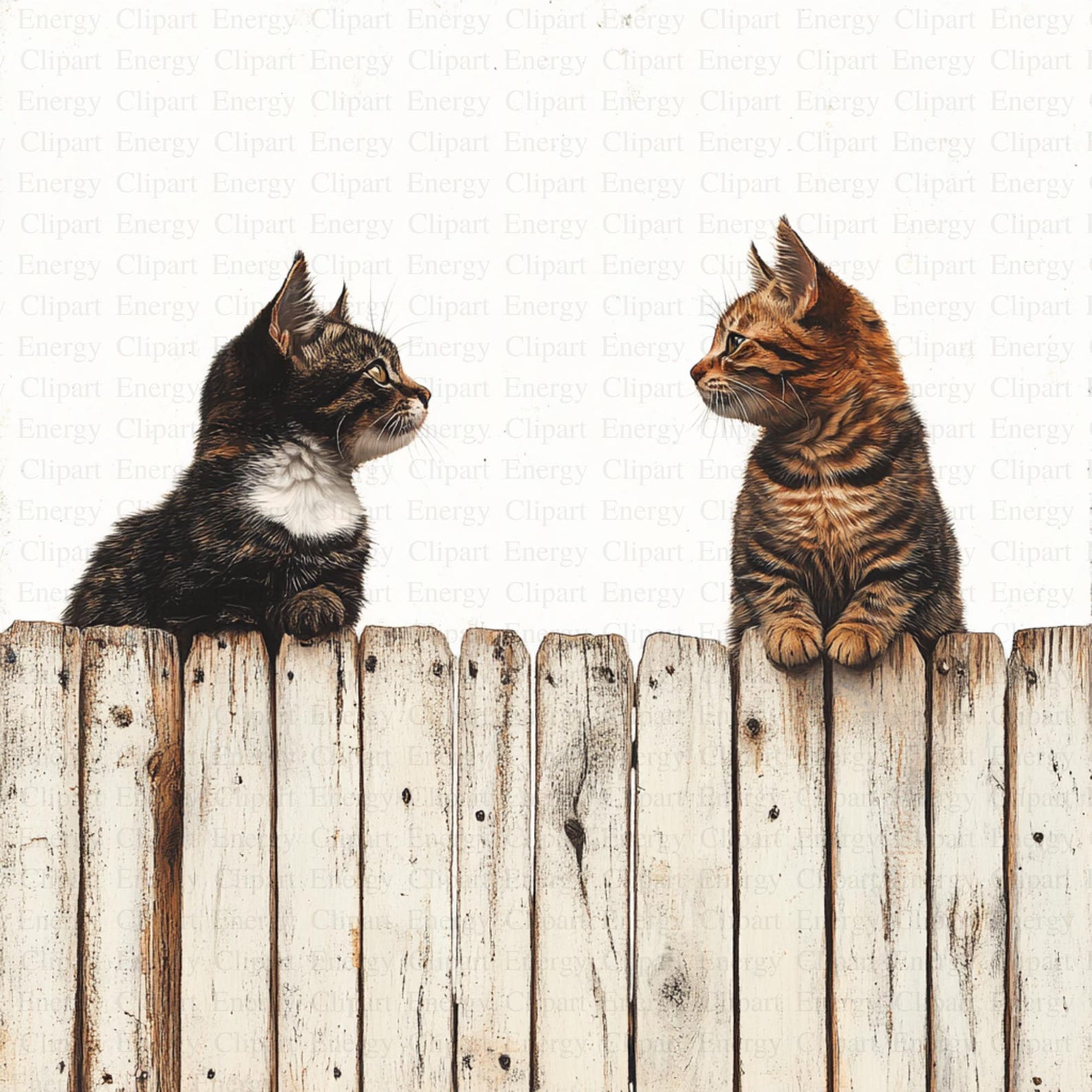 Cats on Fence Clipart 5 High Quality Jpgs Instant Digital Download ...
