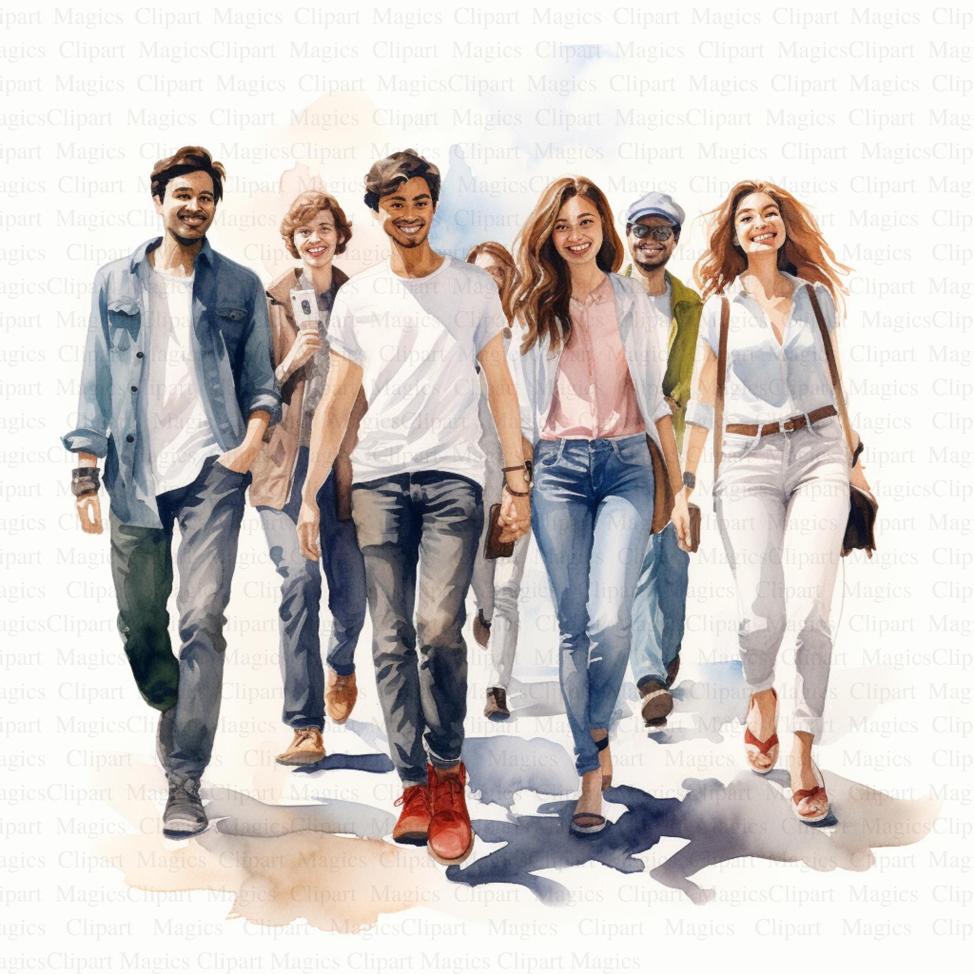 People Clipart | 5 High Quality Jpgs | Digital Download | Watercolor ...