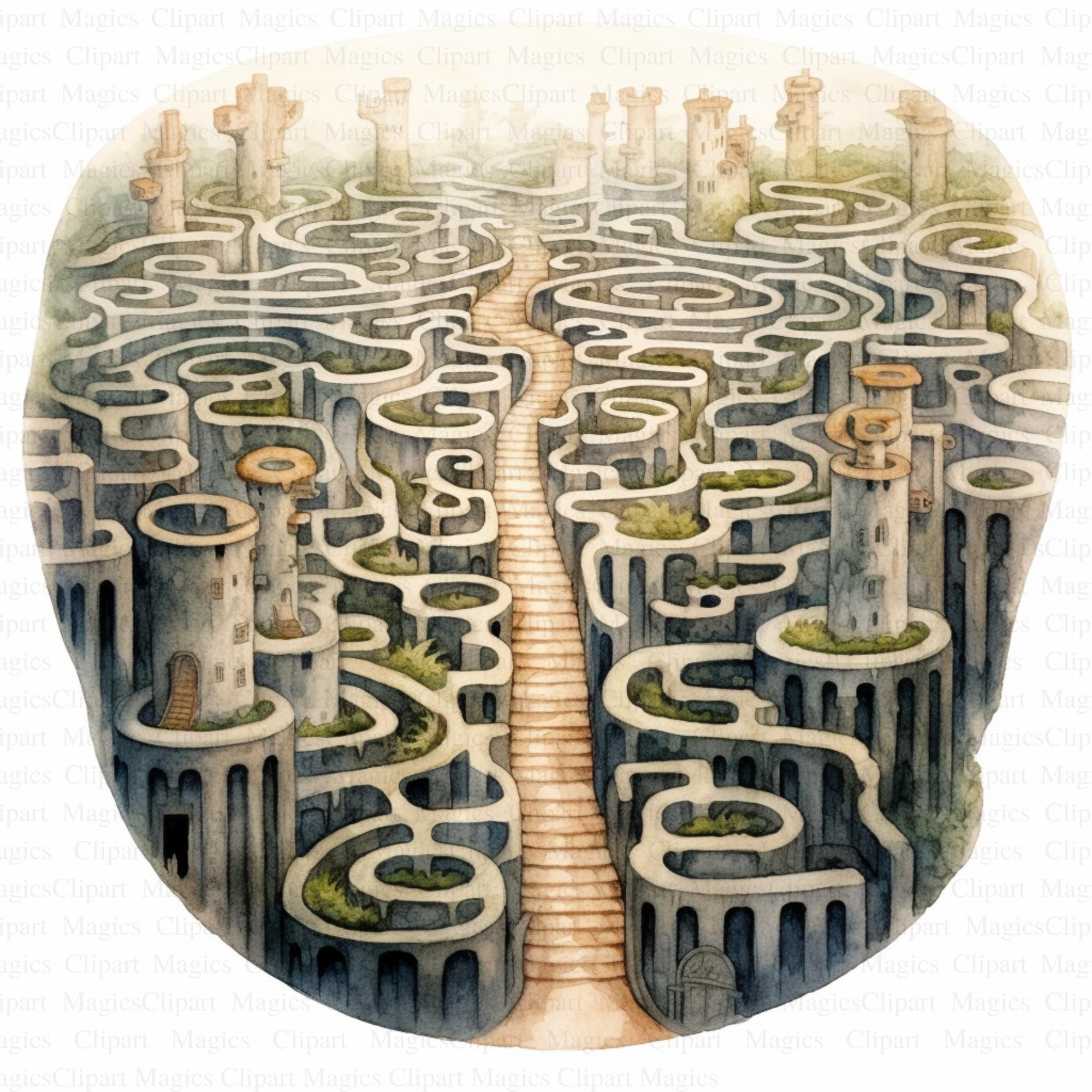 Labyrinth Clipart | 5 High Quality Jpgs | Digital Download | Antique ...