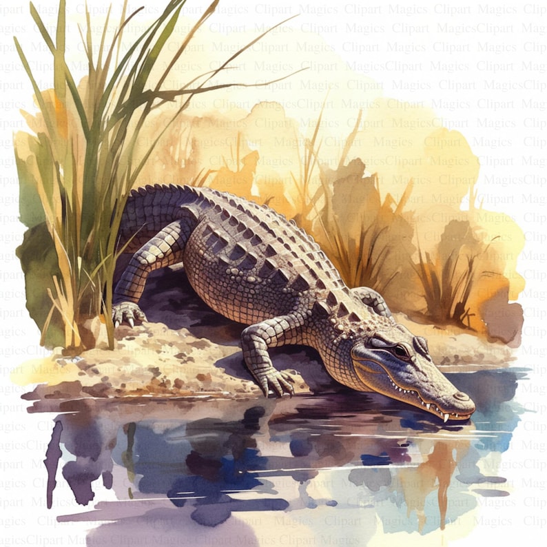 Crocodile Clipart | 5 High Quality Jpgs | Digital Download | Crocodile ...