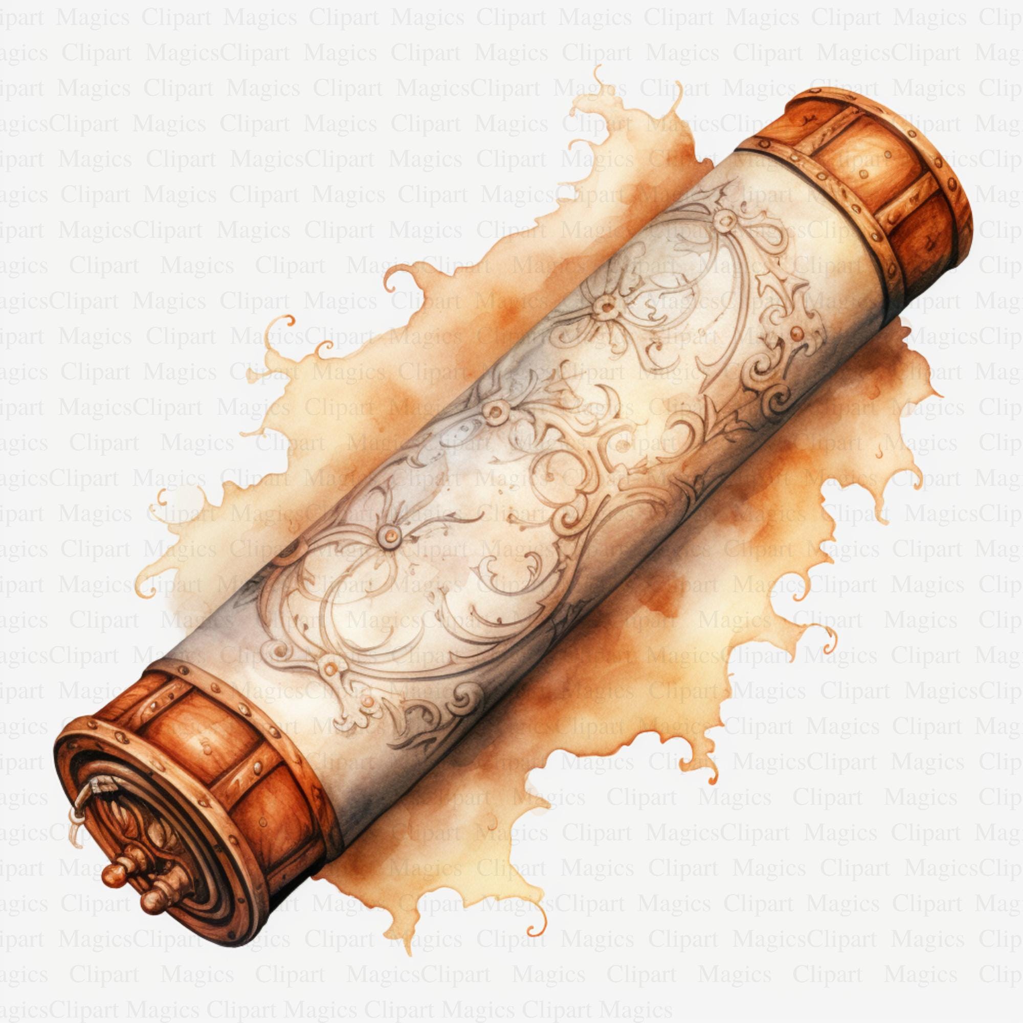 Medieval Scroll Clipart 5 High Quality Jpgs Digital Download Vintage ...